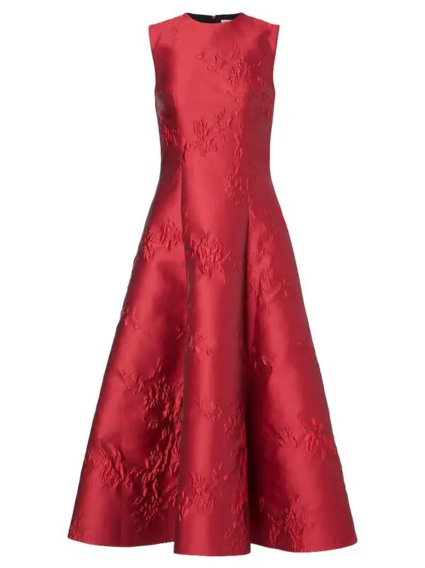 EMILIA WICKSTEAD Mara Floral Jacquard Cocktail Dress - Red