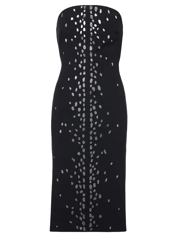 David Koma Rhinestone-embellished Midi Dress - Black