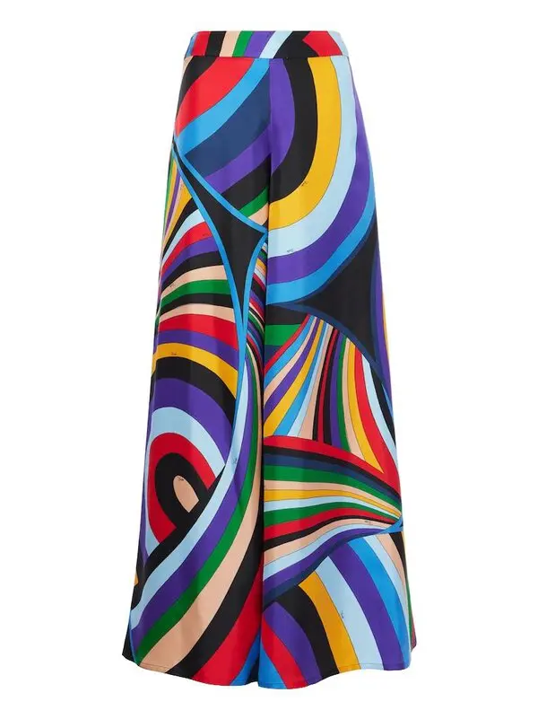 Emilio Pucci Iride Silk Twill Wide-leg Pants - Multicoloured