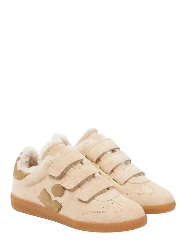 Isabel Marant Beth Shearling-trimmed Leather Sneakers - Brown