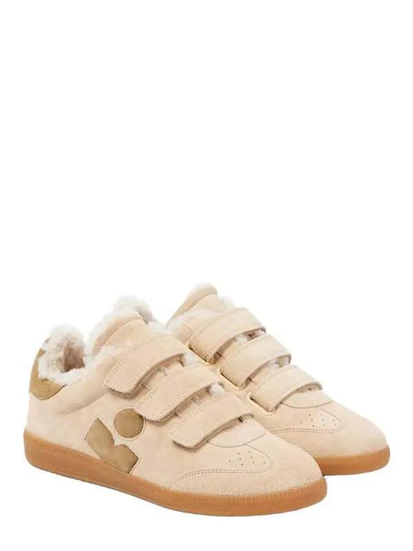 Isabel Marant Étoile Beth Shearling-trimmed Leather Sneakers - Brown