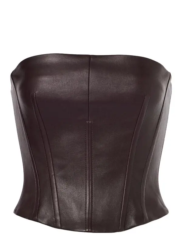 Stouls Rosalia Strapless Leather Top - Red