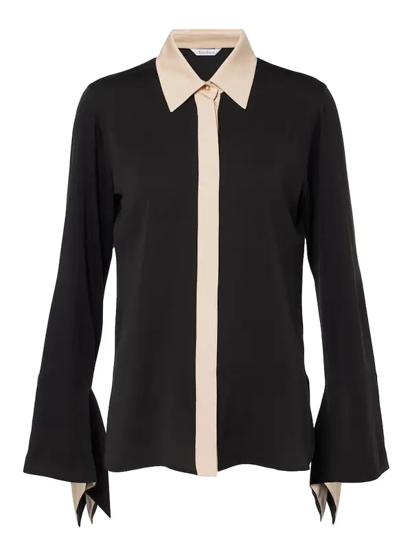 Max Mara Pio High-rise Silk Charmeuse Blouse - Black