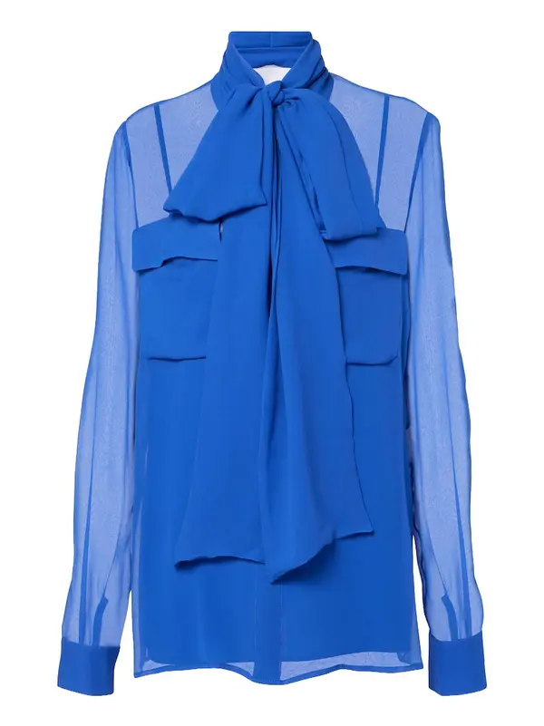 Costarellos Silk Georgette Blouse - Blue