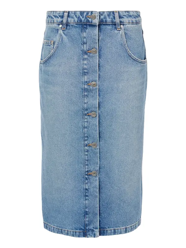 Stella McCartney Chain-detail Denim Midi Skirt - Blue