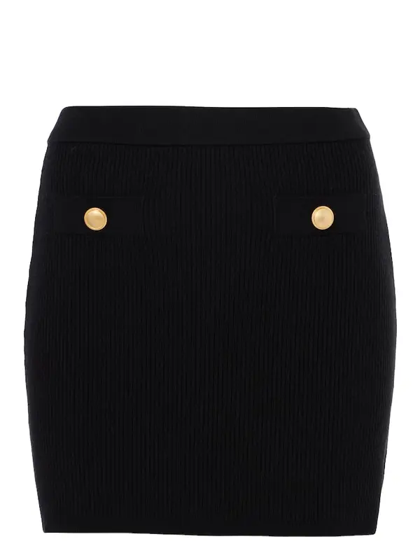 Alessandra Rich Wool And Cashmere Miniskirt - Black