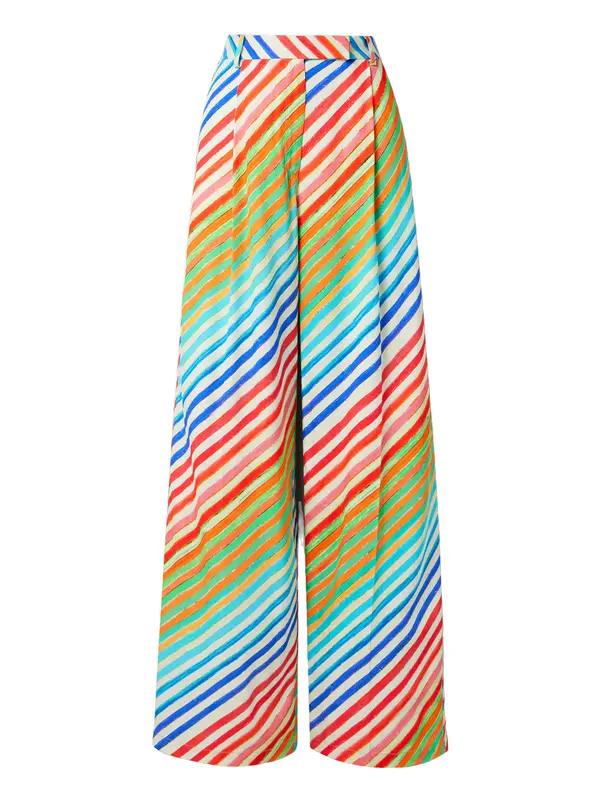 Christopher John Rogers Crayon Pleated Wide-leg Pants - Multi