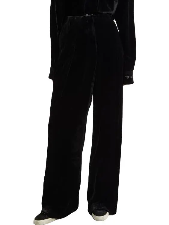 GOLDEN GOOSE Journey Velvet Wide Leg Pants - Black