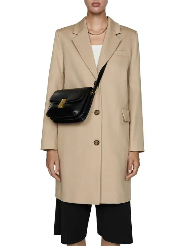 Mango Straight Fit Cotton Coat - Beige