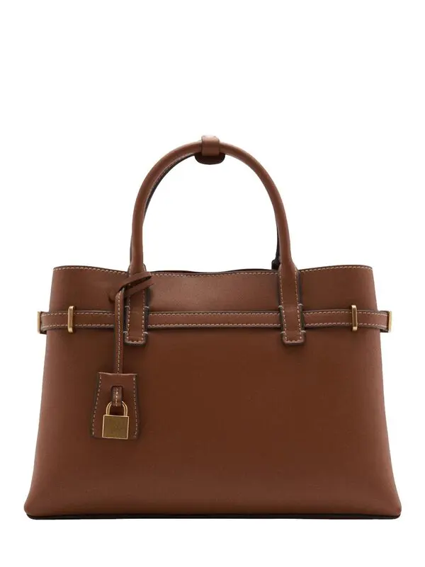 Mango Padlock Faux Shopper Bag - Leather