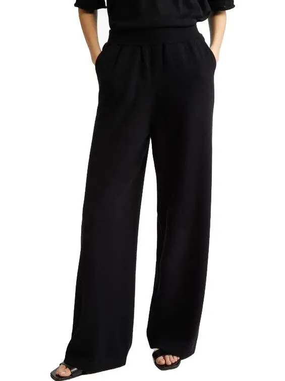 Johnstons Of Elgin High-waist Cashmere Blend Sweater Pants - Black