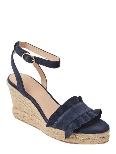 Jack Rogers Rozette Ruffle Espadrille Wedge Sandals - Midnite