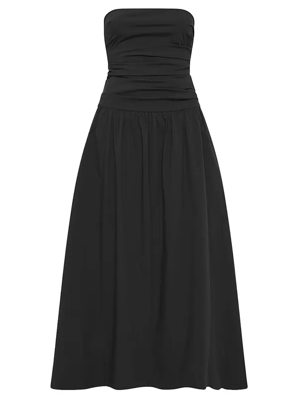 ST. AGNI Gathered Strapless Maxi Dress - Black