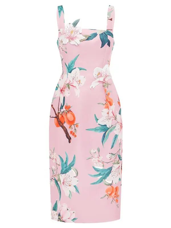 LEO LIN Larissa Printed Crepe Midi Dress - Pink