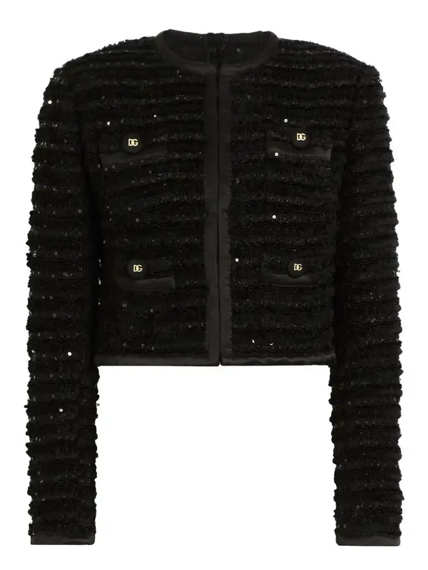 Dolce & Gabbana Tweed Jacket With Micro-sequin Embellishment - Black