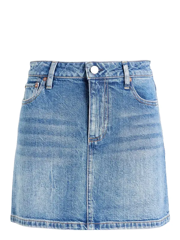 Alice + Olivia Joss Denim Mini Skirt - Mid Denim