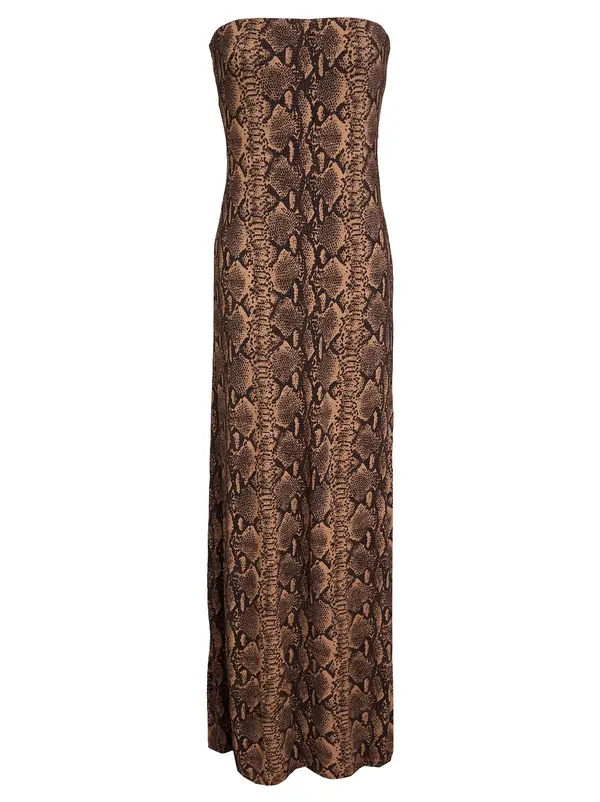 Alice + Olivia Strapless Snake-print Maxi Dress - Animal Print