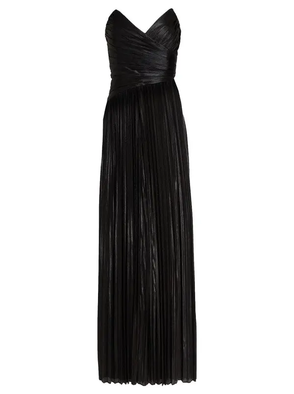 Retrofete Natalie Strapless Pleated Lamé Jumpsuit - Black