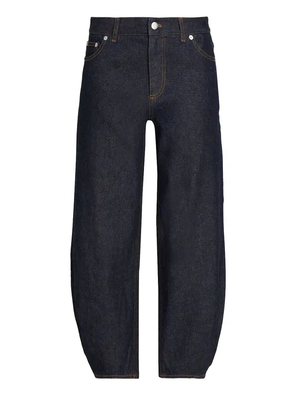 Tibi Cropped Barrel-leg Jeans - Dark Denim