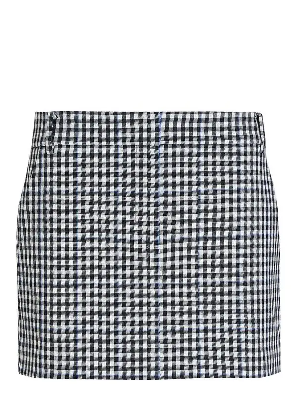 Tibi Gingham Twill Mini Skirt - Black