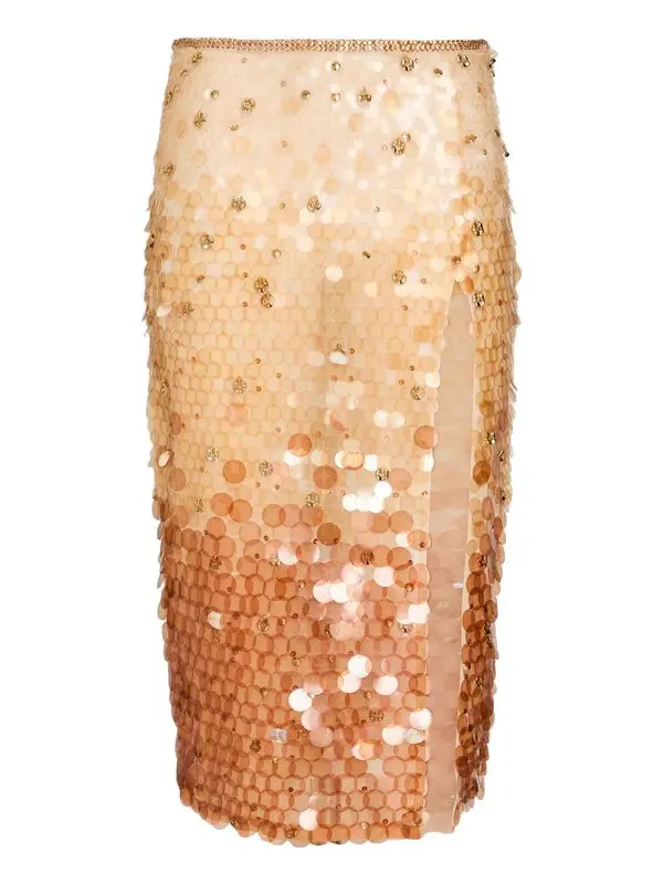 Retrofete Nellie Embellished Dégradé Tulle Midi Skirt - Brown