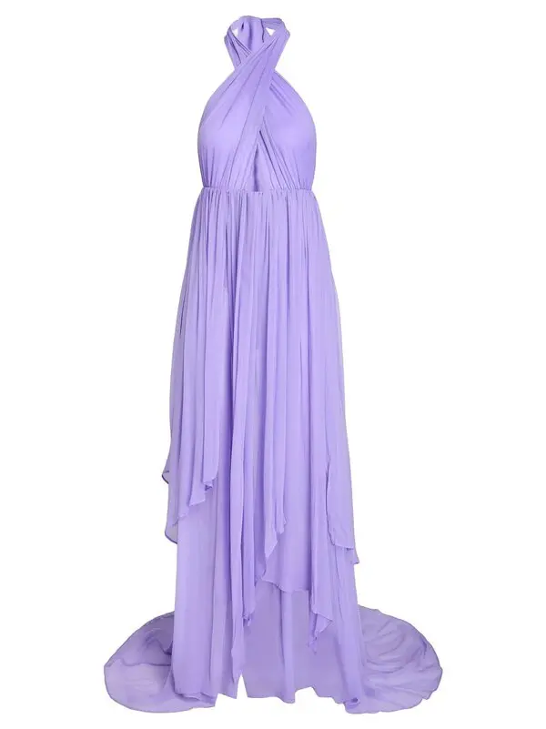 Retrofete Ina Cutout Silk-chiffon Halterneck Maxi Dress - Lavender