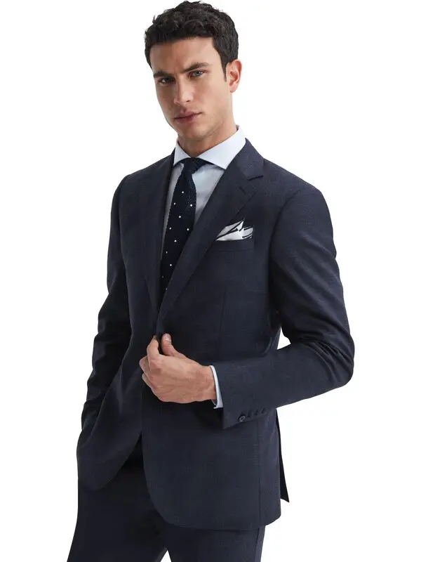 REISS Dunn Textured Slim Fit Blazer - Navy