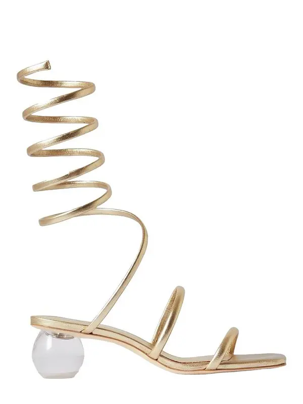 Cult Gaia Freya Metallic Leather Sandals - Platinum