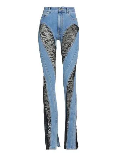 MUGLER Skinny Jeans With Lace Detail - Blue