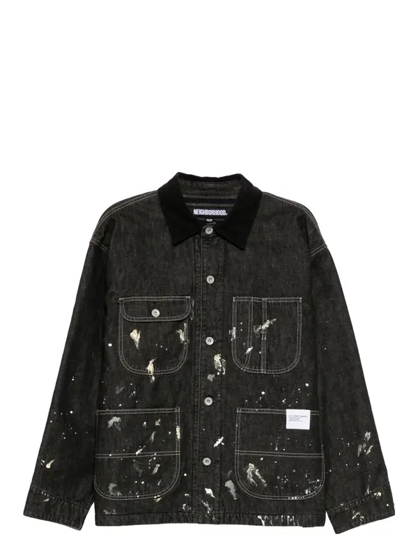 NEIGHBORHOOD Corduroy-collar Washed-coverall Jacket - Black