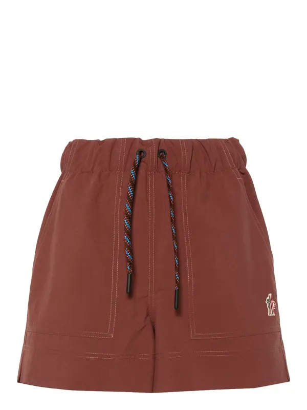 Moncler Logo-patch Froissé Shorts - Brown