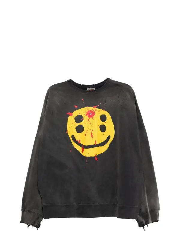 SAINT MXXXXXX X Cactus Plant Flea Market Smile Sweatshirt - Black