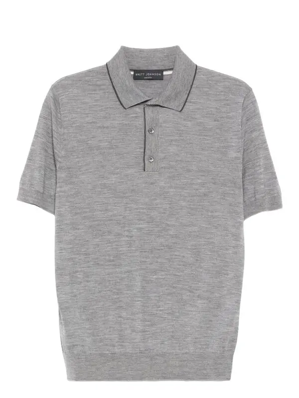 BRETT JOHNSON Wool Short-sleeve Polo Shirt - Grey