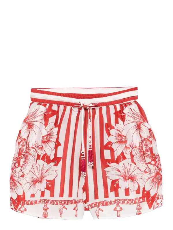 Farm Rio Mix-print Shorts - Red