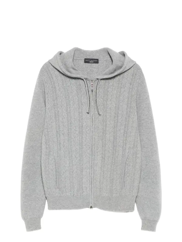 BRETT JOHNSON Herringbone Cashmere Hoodie - Grey