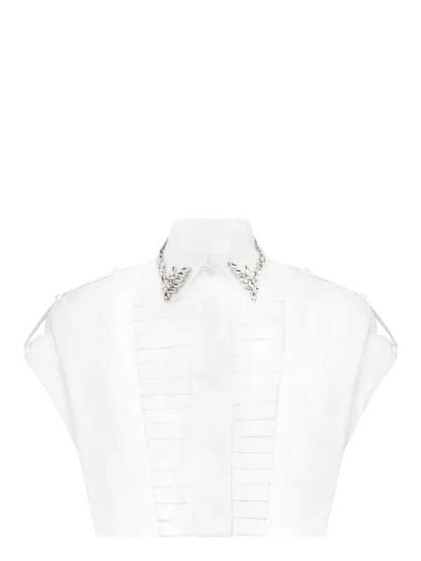 Philipp Plein Rhinestoned Cropped Shirt - White