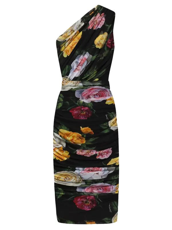 Dolce & Gabbana Floral-print Midi Dress - Black