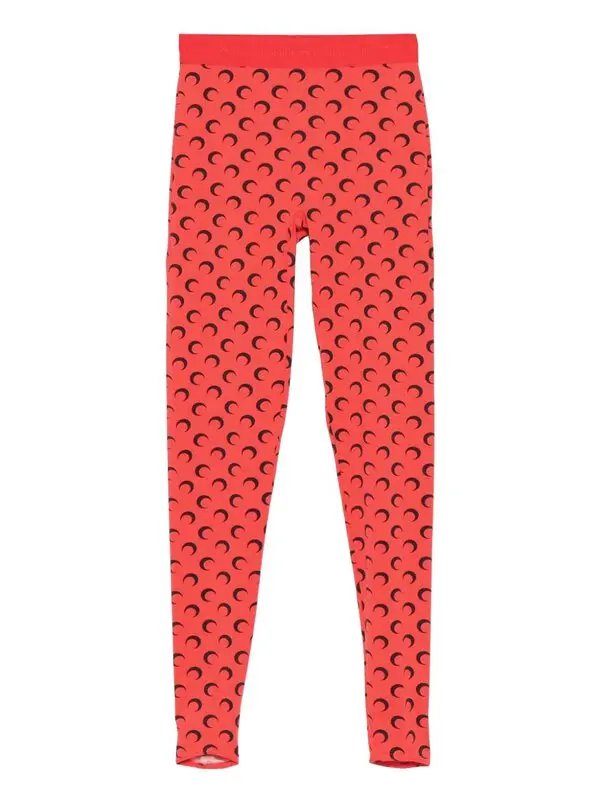 MARINE SERRE Moon-print Leggings - Red