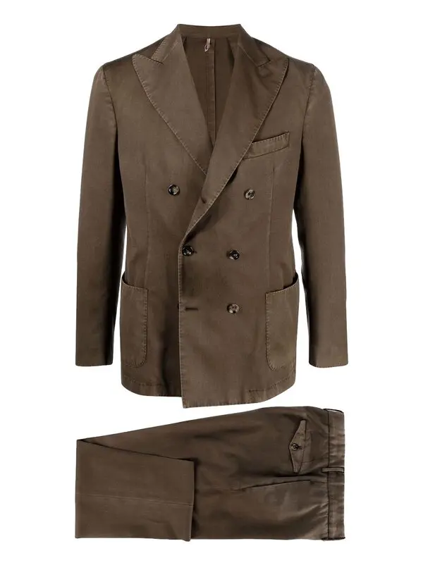 DELL'OGLIO Double-breasted Wool Suit - Green