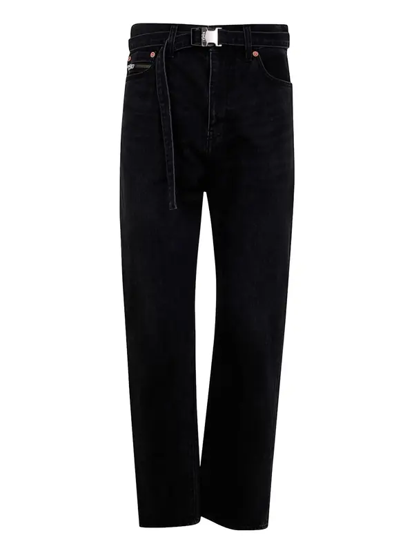 Sacai Belted Straight Jeans - Black