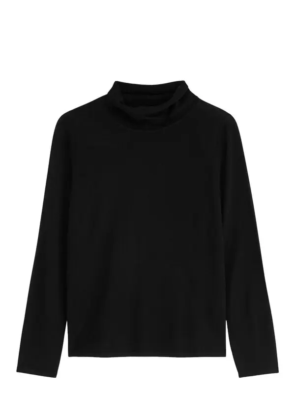 Eileen Fisher Roll-neck Fine-knit Wool Jumper - Black
