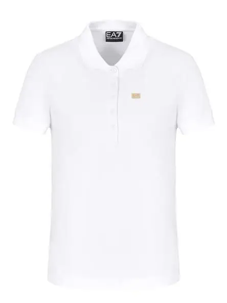 EA7 Core Lady Stretch-cotton Jersey Polo Shirt - White