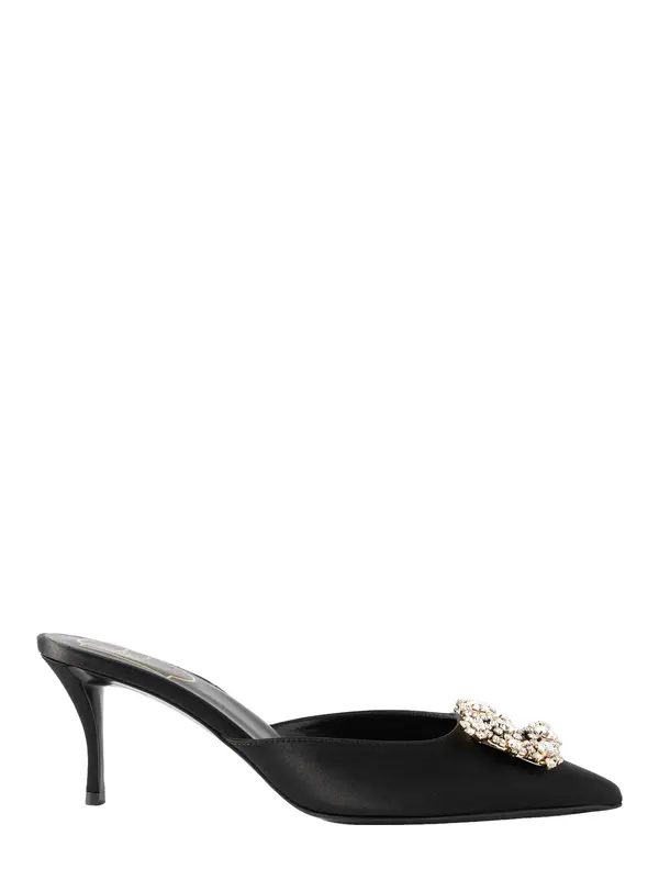 ROGER VIVIER Efflorescence 65 Embellished Satin Mules - Black