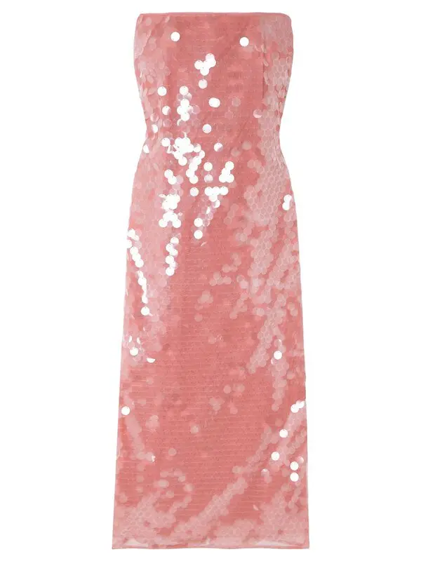 Staud Casey Paillette-embellished Tulle Midi Dress - Pink