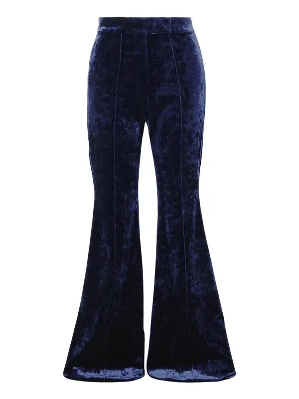 Alex Perry Stretch-velvet Flared Pants - Blue