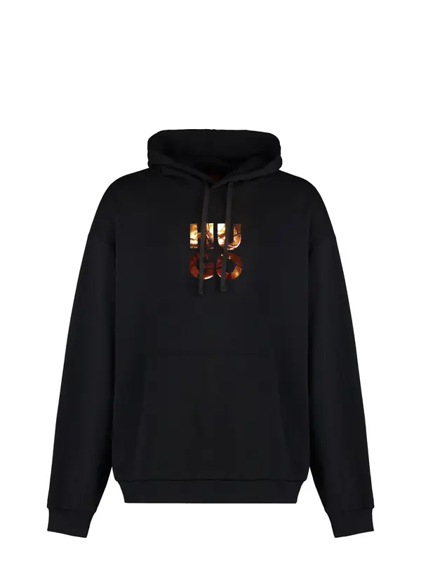 Hugo Logo-print Hoodie - Black
