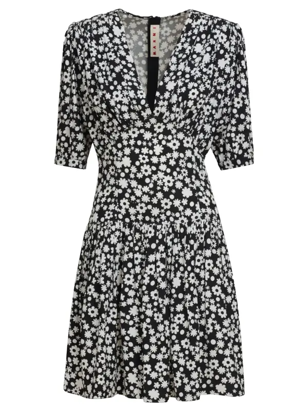 Marni Floral-print Mini Dress - Black