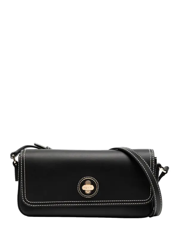 AGNÈS B. Contrast-stitching Leather Cross Body Bag - Black