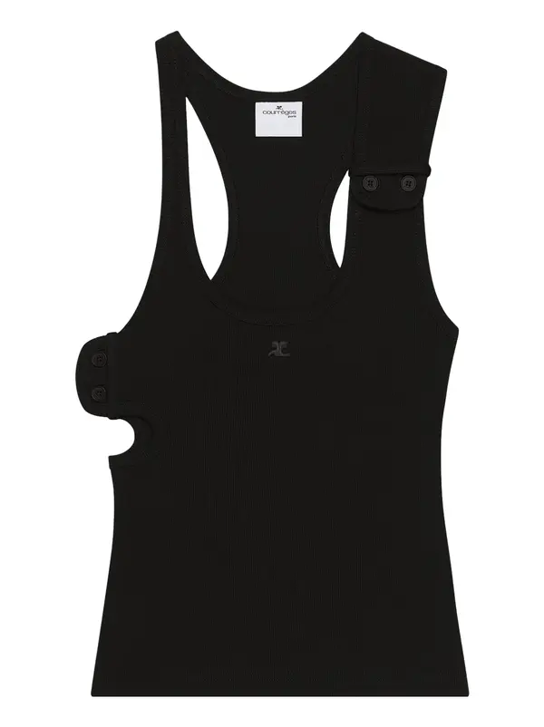 COURREGES Ribbed Tank Top - Black