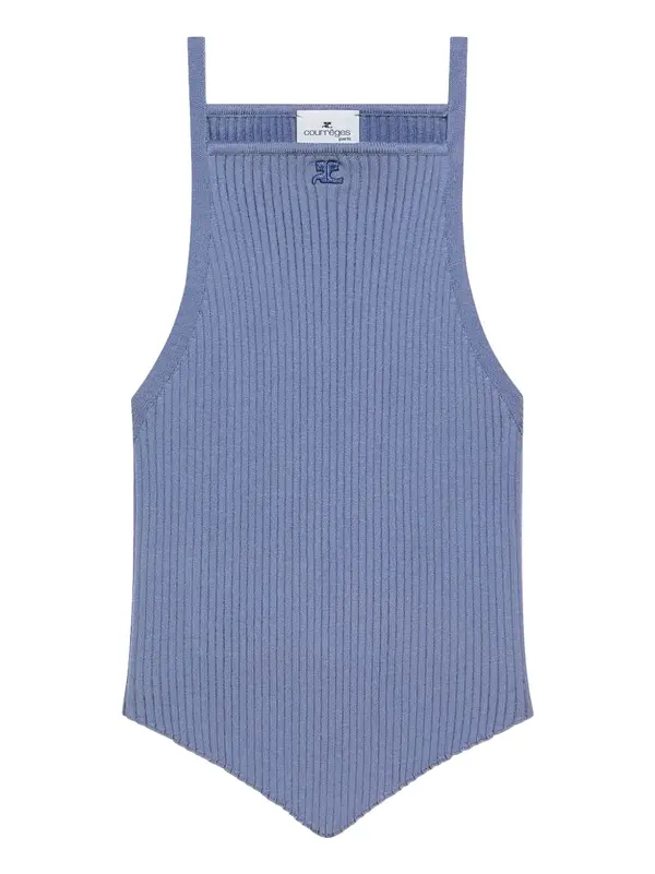 COURREGES Pointy Ribbed-knit Tank Top - Blue